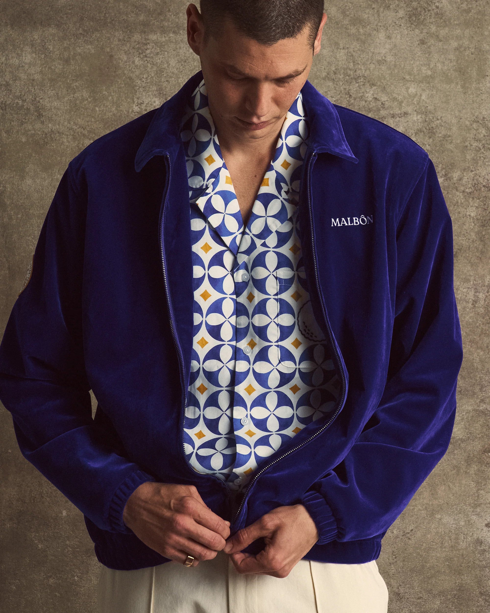 Malbon Golf Monte Carlo Jacquard Jacket (Blue) – Centre